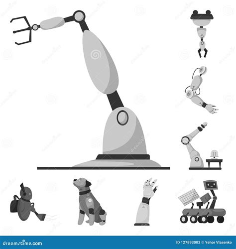 Isolated Object Of Robot And Factory Icon Set Of Robot And Space Vector Icon For Stock Stock