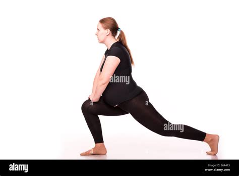 Pregnant Woman Doing Gymnastic Exercises Isolated Over White Background