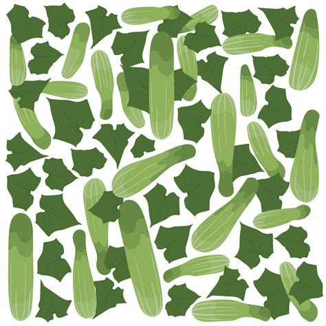 Cucumber Print Pattern Wallpaper Design With Cucumber Leaves For