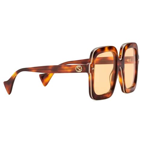 Gucci Square Frame Sunglasses Tortoiseshell Dark Yellow Gucci Eyewear Avvenice