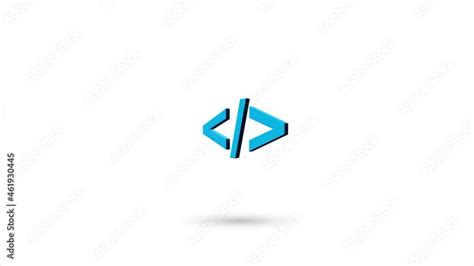 3d Animated Flat Coding Code Html Programming Language Icon With Shadow