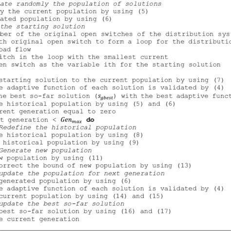 The Pseudo Code Of Ibsa For Solving The Network Reconfiguration Problem