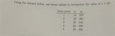 solved using the dataset below use linear splines to