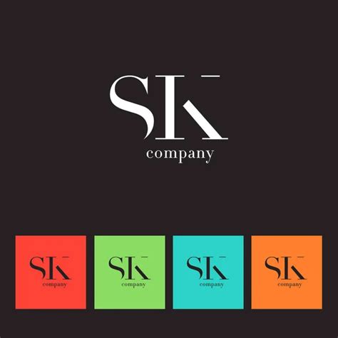 Desain Logo Huruf Sk Vektor Stok Ilustrasi Desain Logo Huruf Sk Bebas