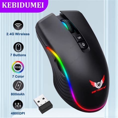 2 4g Wireless Rgb Gaming Mouse 7 Button Esports Mouse 4800dpi 800mah Rechargeable Mouse For