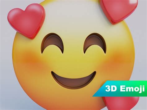 3d Model Smiling Face With Hearts 3d Emoji Vr Ar Low Poly Cgtrader