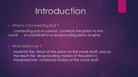 Design And Construction Of A Connecting Rod PPSX