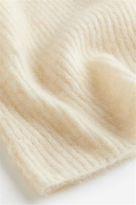 Mohair Blend Rib Knit Sweater Light Beige Ladies Handm Us