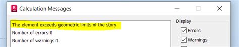 The Element Exceeds Geometrical Limits Of The Story Warning While Model Analysis In Robot