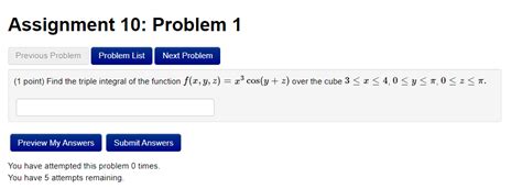 Solved Assignment 10 Problem 1 Previous Problem Problem