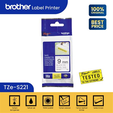 Jual Brother Label Tape Tze S221 Black On White Strong Adhesive 9mm