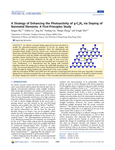Pdf A Strategy Of Enhancing The Photoactivity Of G C3n4 Via Doping Of