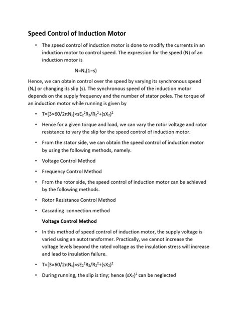 Speed Control Of Induction Motor Pdf Electric Motor Electrical Engineering