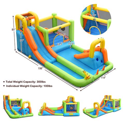 Bountech 7 In 1 Double Long Slide Giant Inflatable Water Slide Costzon