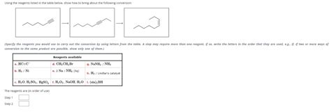 Solved NOTE Use Table To Fill Reagents In Order Chegg Com