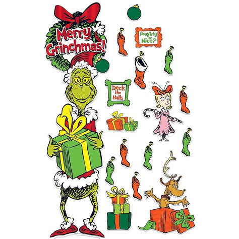 A Colorful Clipart Image Featuring The Grinch And Various Christmas