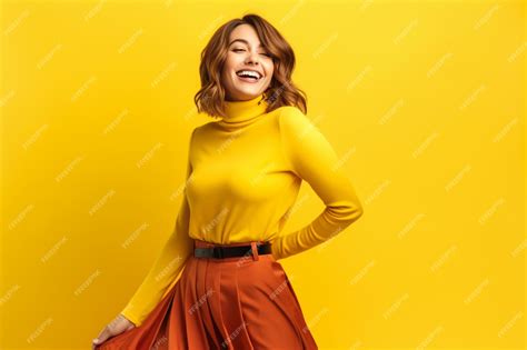 Premium Ai Image Isolated Stylish Smiling Woman In Full Growth On