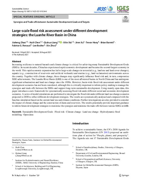 Pdf Large Scale Flood Risk Assessment Under Different Development