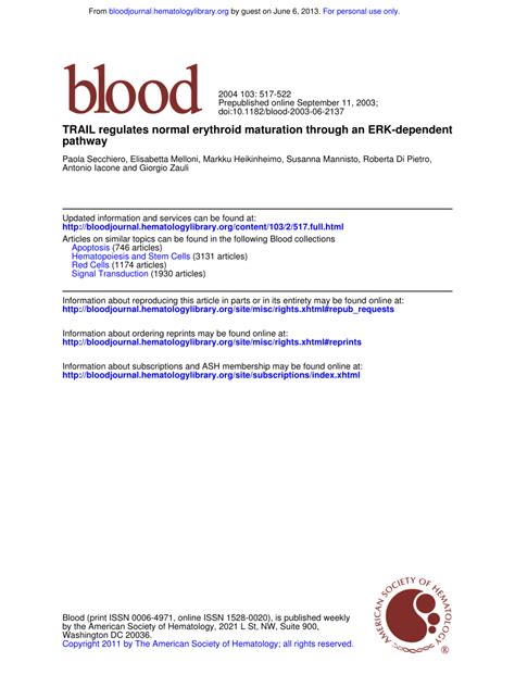Pdf Trail Regulates Normal Erythroid Maturation Through An Erk