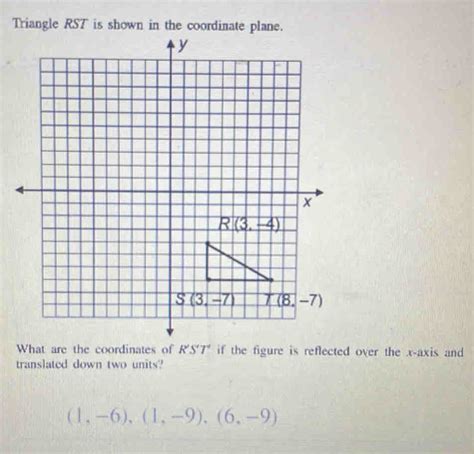Triangle Rst Is Shown In The Coordinate Plane What Are The Coordinates
