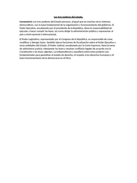 Comentario Los Tres Poderes Del Estado Pdf