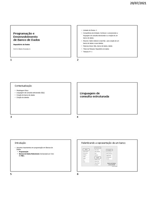 Ta1 Slides Programação E Desenvolvimento De Banco De Dados Pdf