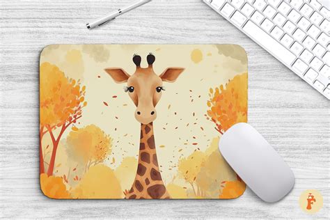 Mouse Pad Cute Cartoon Giraffe Graphic By Foxmia · Creative Fabrica