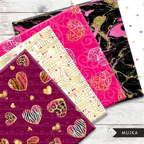 Valentines Day Digital Papers Heart Digital Papers Valentine Seamles