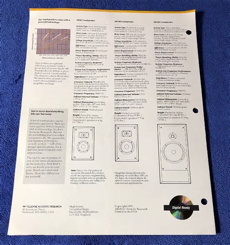 Acoustic Research Ar 8bx 18bx 28bx Speakers Original Product Brochure