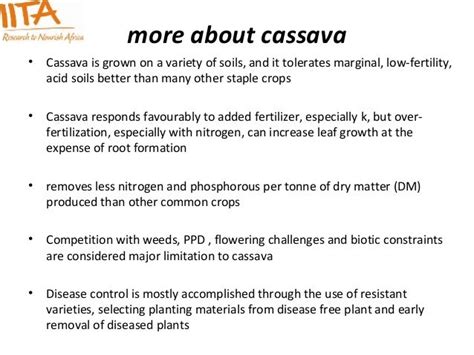 Cassava Morphological Characteristics And Trait Evaluation At Differe…