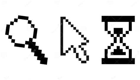 Pixel Cursor 8 Bit Set Search Hourglass And Point Retro Interface