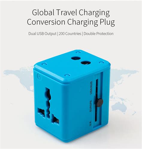New 1a Universal Conversion Plug Travel Conversion Socket Dual Usb
