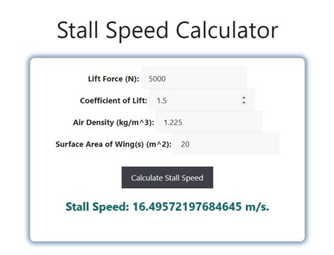 Stall Speed Calculator Savvy Calculator