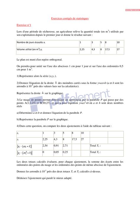 Statistiques Exercices Docsity