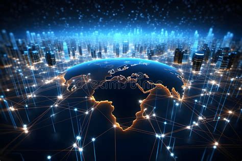 A Global Network A Futuristic Digital Rendering Of The World Interconnected By Glowing Lines