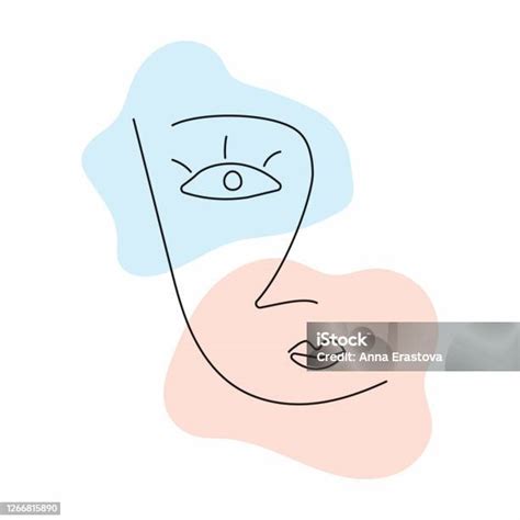 추상적 인 배경에 손으로 그려진 여성의 얼굴의 스케치 낙서 스케치 현대 벡터 일러스트레이션 0명에 대한 스톡 벡터 아트 및 기타