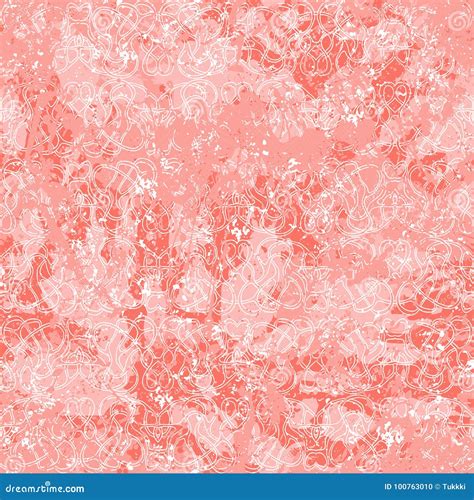 Vector Watercolor Splashes Pattern In Coral Pink Stock Vector
