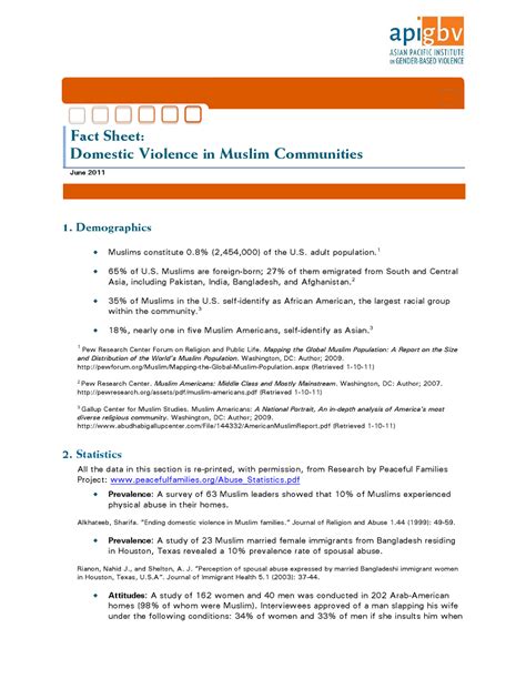 Domestic Violence In Muslim Communities 2011 Asian Pacific Institute