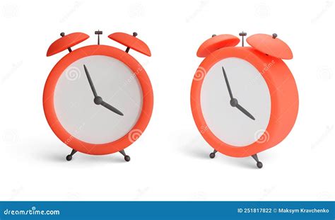 Red Alarm Clock Isolated On White Background Stock Vector