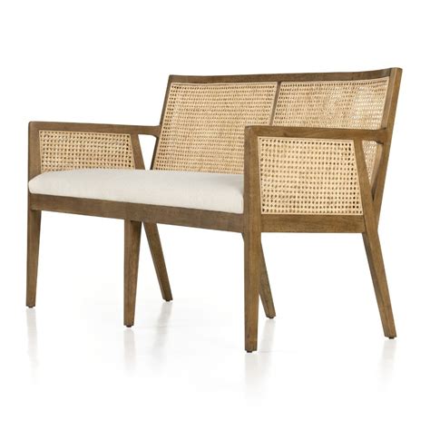 Antonia Toasted Woven Cane Dining Bench Settee Zin Home