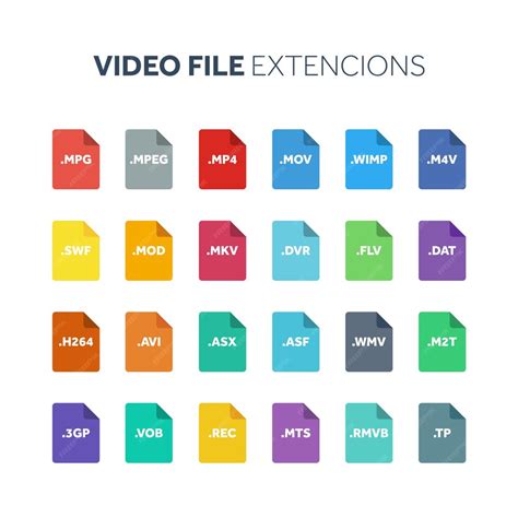 Premium Vector Flat Style Icon Set System File Type Extencion
