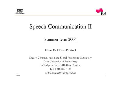 Pdf Speech Communication Ii Spsc · Speech Communication Ii