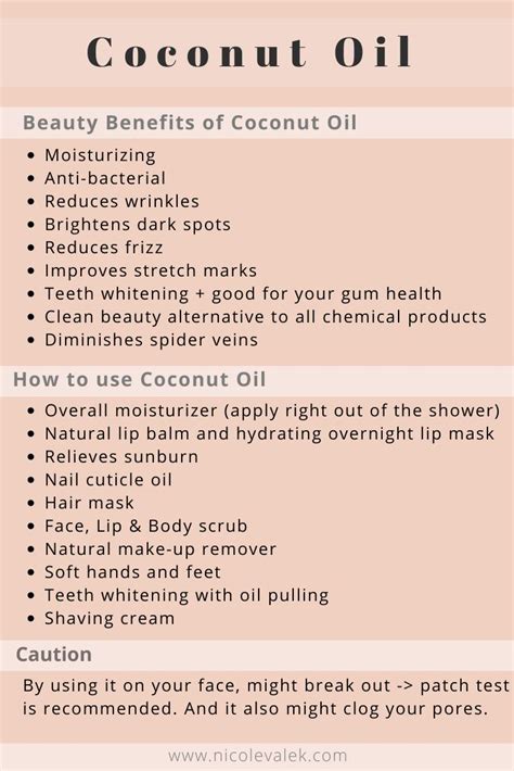 Coconut Oil Beauty Benefits And Uses Nicolevalek Com Coconut Oil