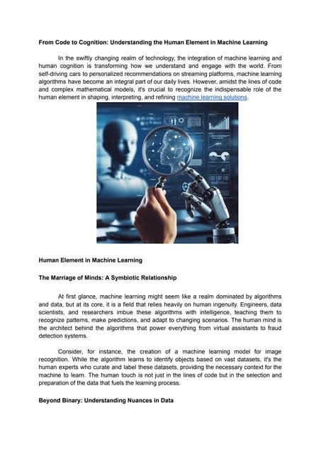 From Code To Cognition Understanding The Human Element In Machine