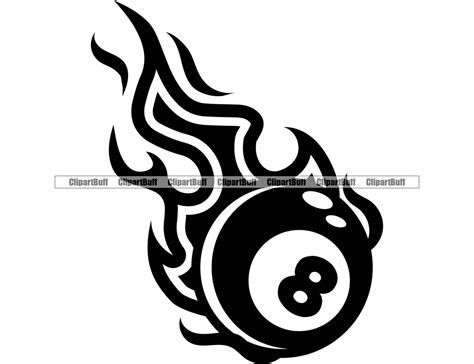 Flaming 8 Eight Ball Fire Flames Billiard Pool Team League Equipment