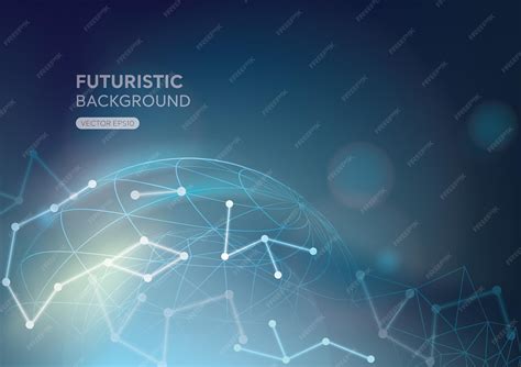 미래의 글로벌 디지털 통신 네트워크 및 기술 배경 프리미엄 벡터