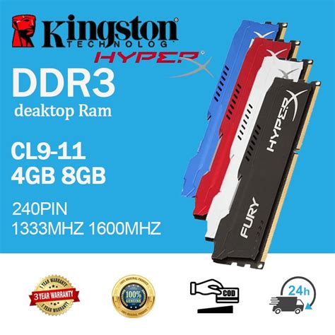 [24h Sent] Kingston Hyperx 4gb 8gb Ddr3 1333mhz แรมหน่วยความจํา 1600mhz