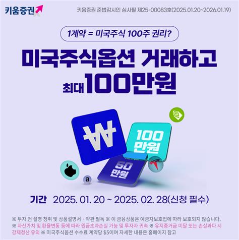 키움증권 ‘미국주식옵션 거래 이벤트 진행··· 최대 100만원 지급”