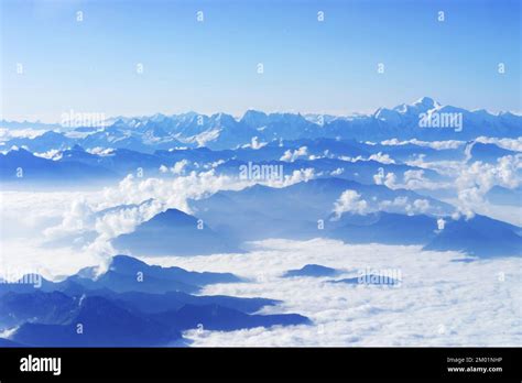 Aerial View From Turbo Prop Aircraft Stock Photo Alamy