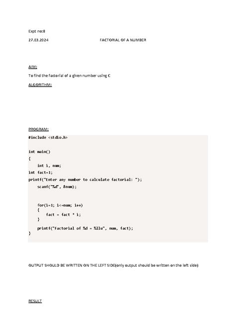 Extra 3 Programs C Programming Expt No 8 2703 Factorial Of A Extra 3 Programs C Programming Expt No 8 2703 Factorial Of A